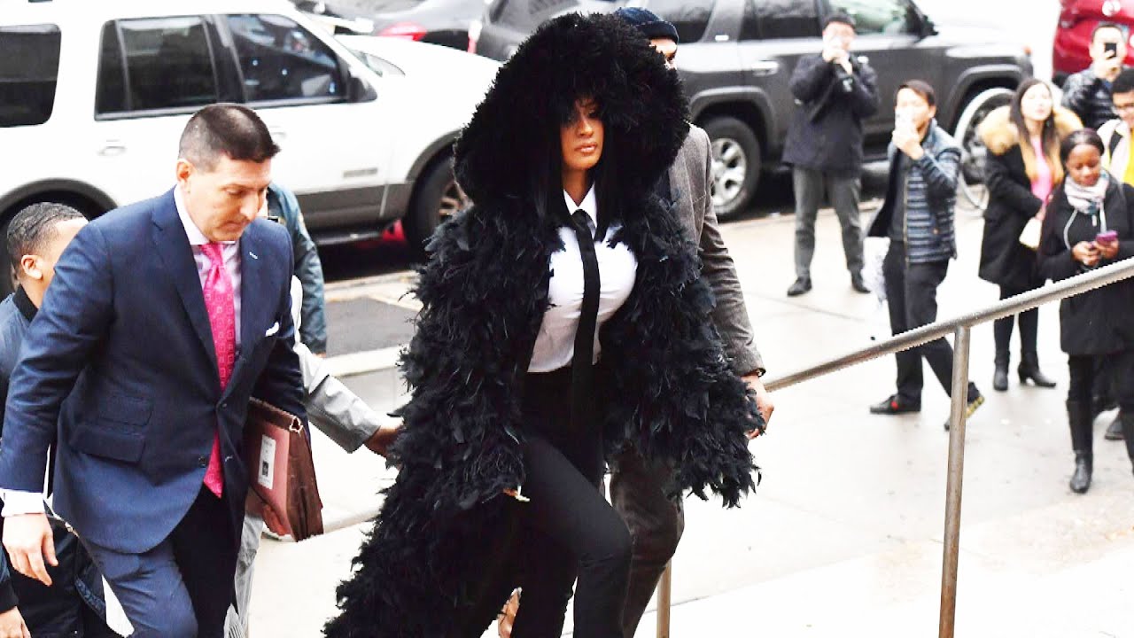 See Cardi B Arrive in Court Wearing a 15-Foot Train Coat - Celebrity ...